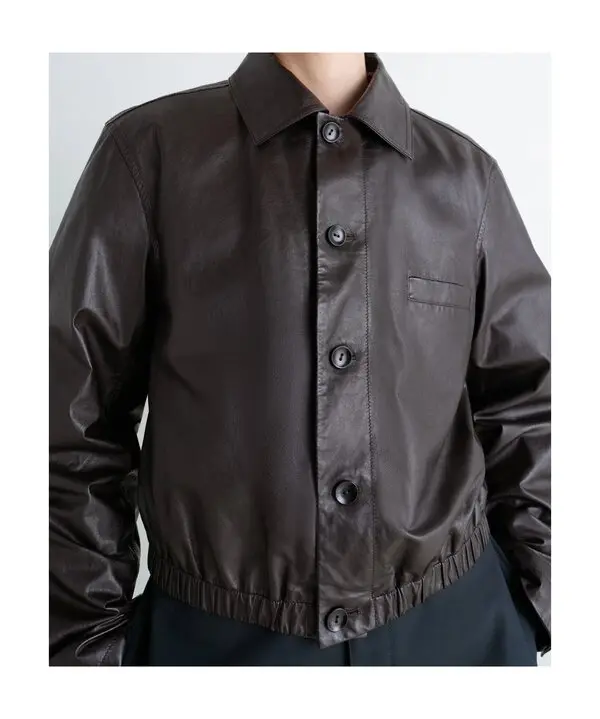 LEMAIRE Long Sleeve Buttoned-up Leather Jacket