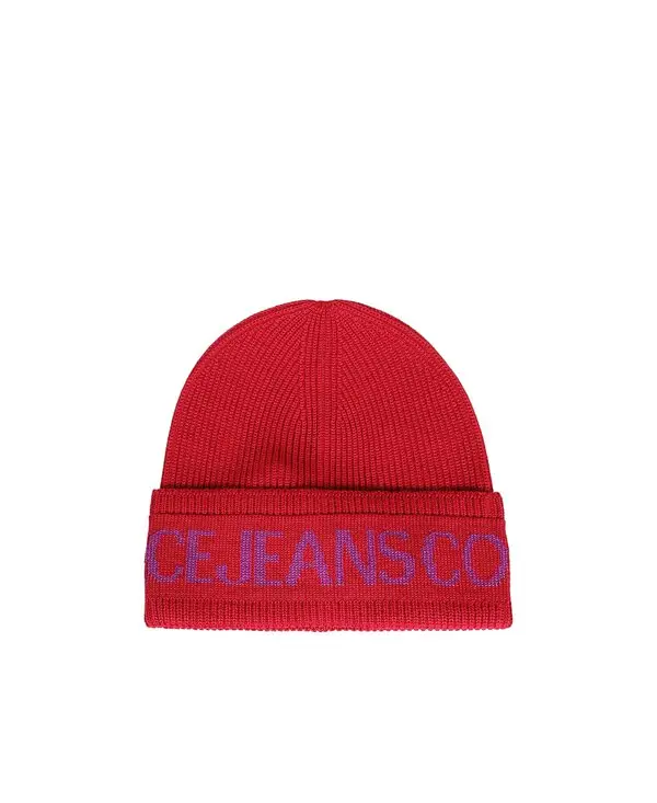 Versace Logo Knit Hat - Red