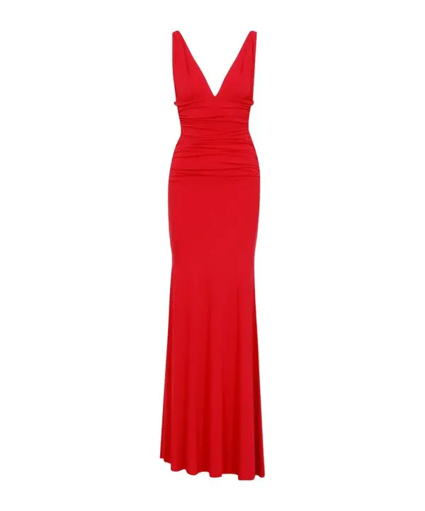 ANIYE BY Pleated Detail Maxi Dress - Red