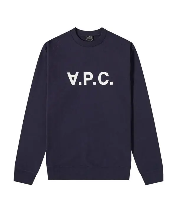 A.p.c. Vpc Logo Flocked Crewneck Sweatshirt