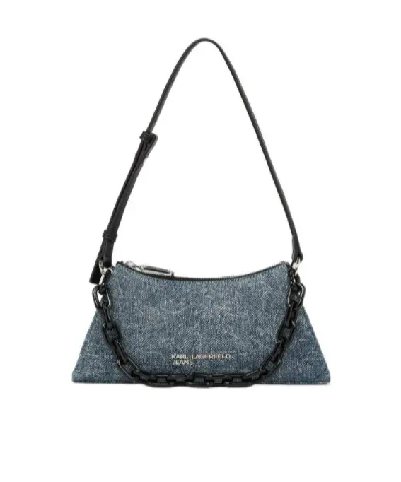 Karl Lagerfeld Chain Shoulder Bag - Washed Medium Blue