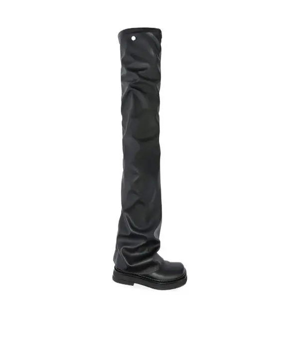 Attico Robin Over The Knee Thigh High Flat Boots - Black