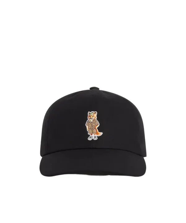 Maison Kitsuné Dressed Fox Logo Embroidered Cap - Black