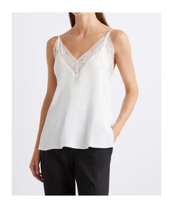 Marella Silk-blend Slip Top With Lace Trim
