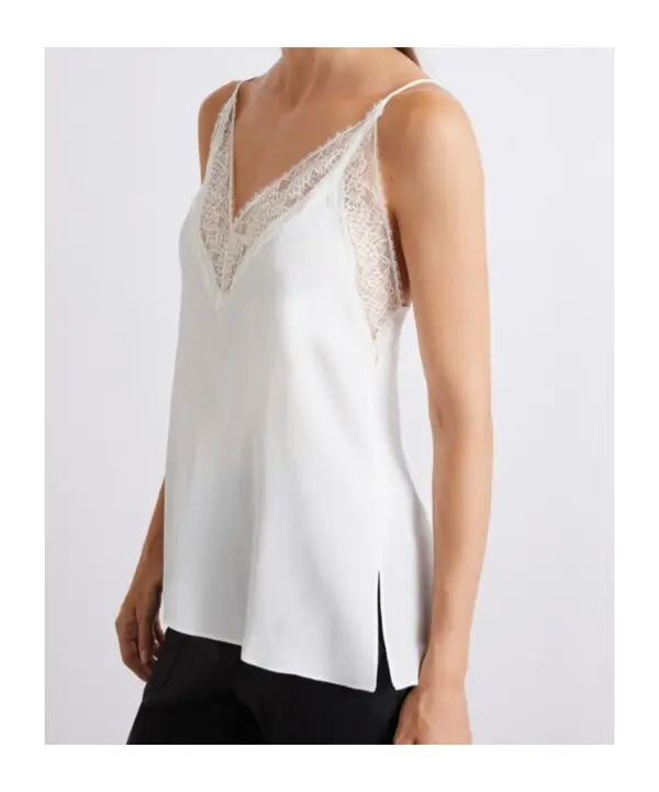 Marella Silk-blend Slip Top With Lace Trim