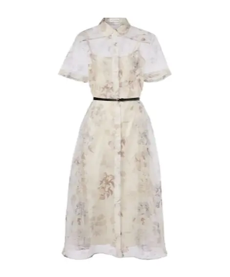 Altuzarra Kiera Floral Silk Midi Dress - Nude