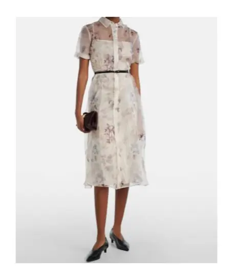 Altuzarra Kiera Floral Silk Midi Dress - Nude