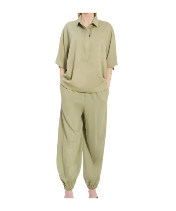 THE FRANKIE SHOP Eda Fluid Polo Shirt - Sage
