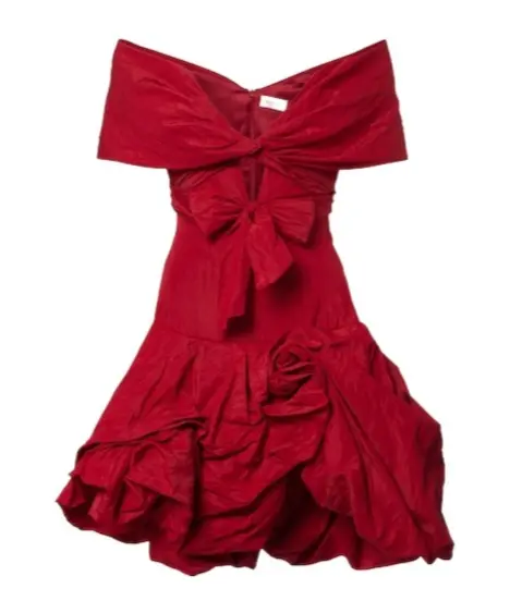 Magda Butrym Off-shoulder Cotton-blend Taffeta Minidress - Red