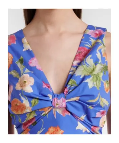 Carolina Herrera Floral Gathered Cotton-blend Midi Dress - Blue