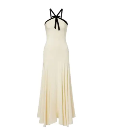 RODARTE Velvet-trimmed Silk Crêpe Maxi Dress - Nude