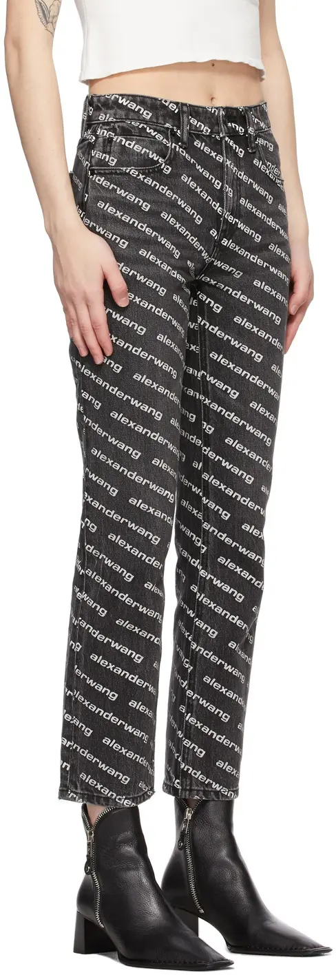 Alexander Wang Mid-rise Logo-print Flared Trousers
