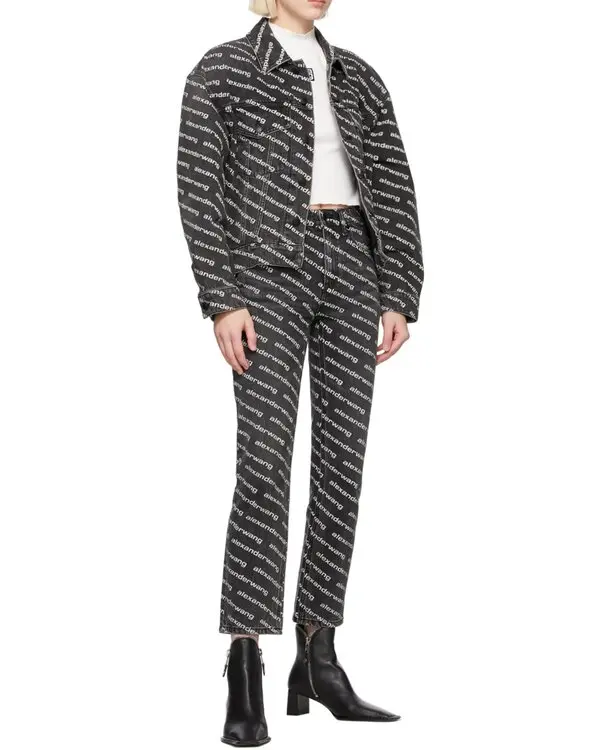Alexander Wang Mid-rise Logo-print Flared Trousers
