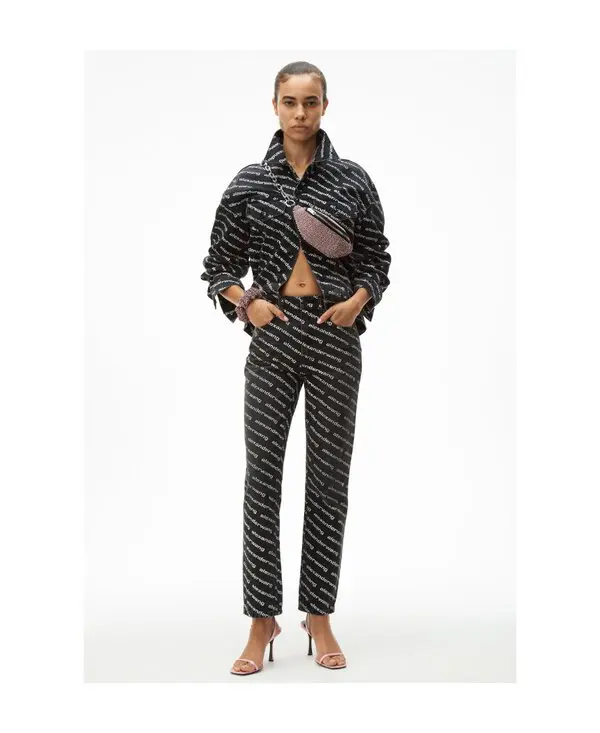 Alexander Wang Mid-rise Logo-print Flared Trousers