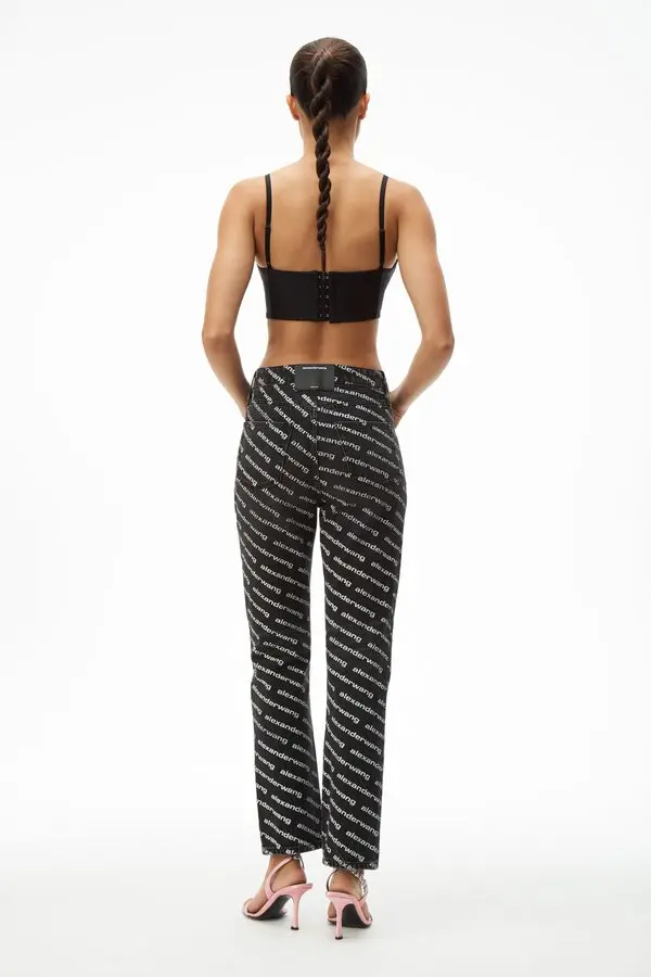 Alexander Wang Mid-rise Logo-print Flared Trousers