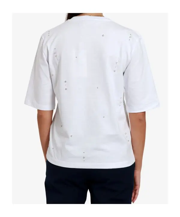 SEMICOUTURE Short-sleeved T-shirt With Crystal-effect Appliqués