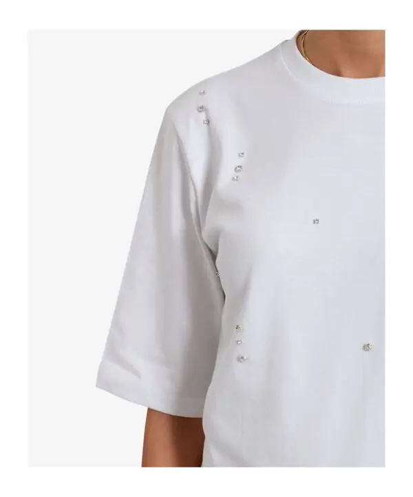 SEMICOUTURE Short-sleeved T-shirt With Crystal-effect Appliqués