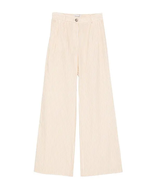 ERMANNO FIRENZE Striped Wide-leg Trousers - White