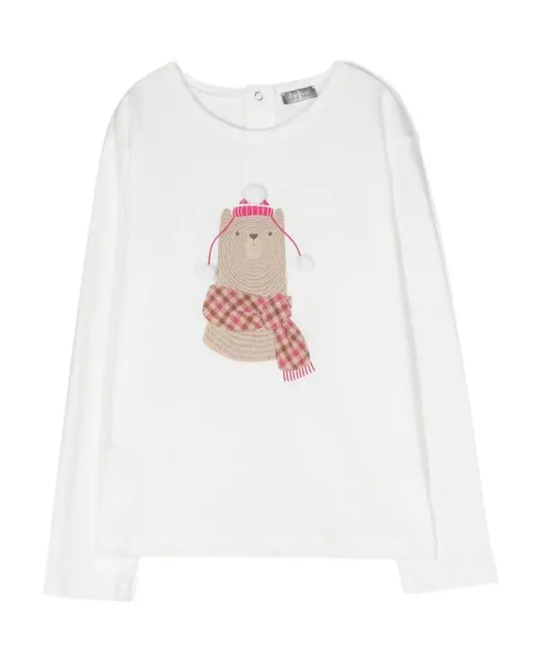 IL GUFO Crewneck T-shirt With Teddy Bear Print - Nude
