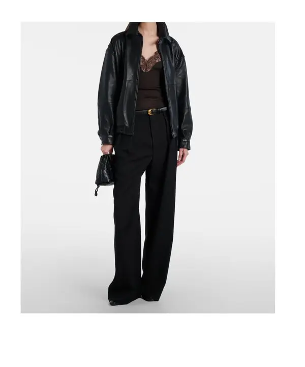 Nour Hammour Long-sleeved Leather Jacket