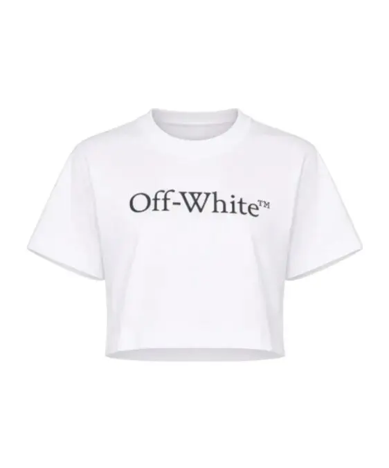 Off-White Bookish Logo-print Cropped T-shirt - White