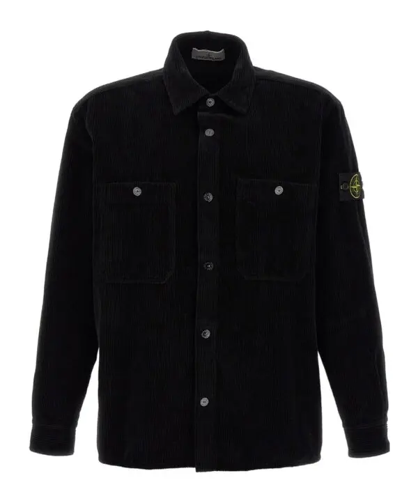Stone Island Long-sleeved Cotton Shirt - Black