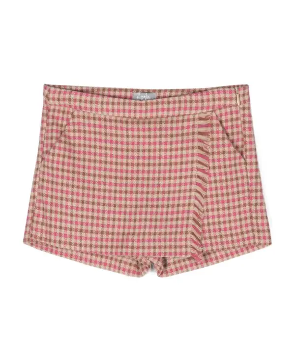 IL GUFO Checked Fringe Detailing Short - Pink
