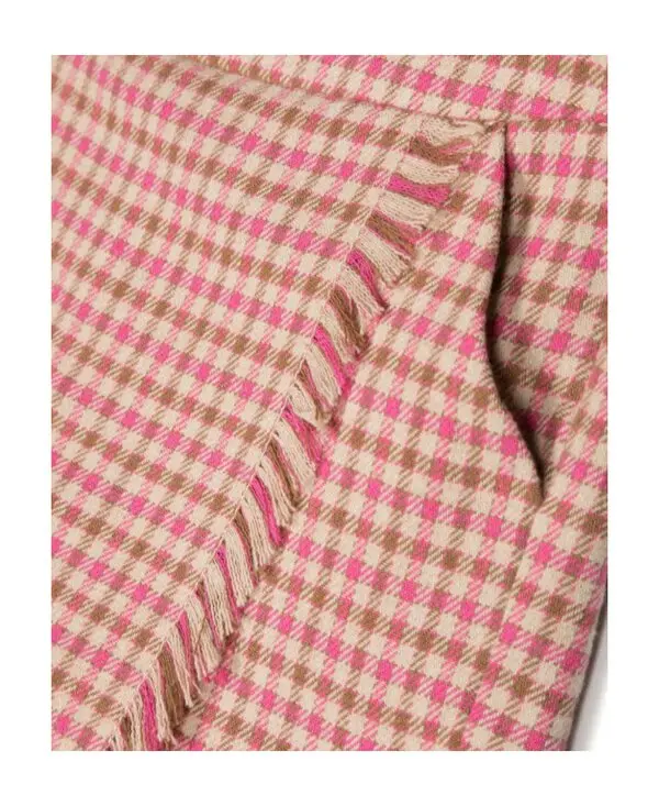 IL GUFO Checked Fringe Detailing Short