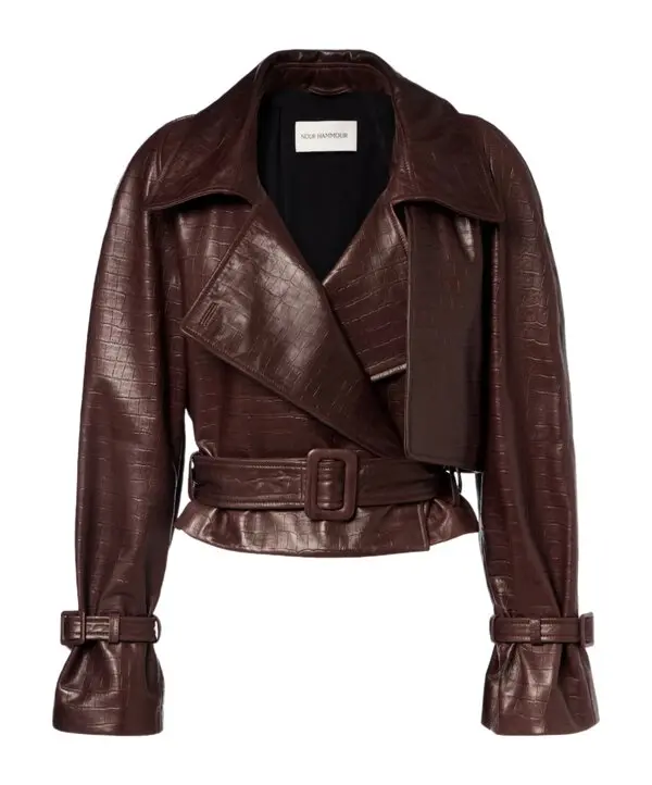 Nour Hammour Long-sleeved Leather Jacket