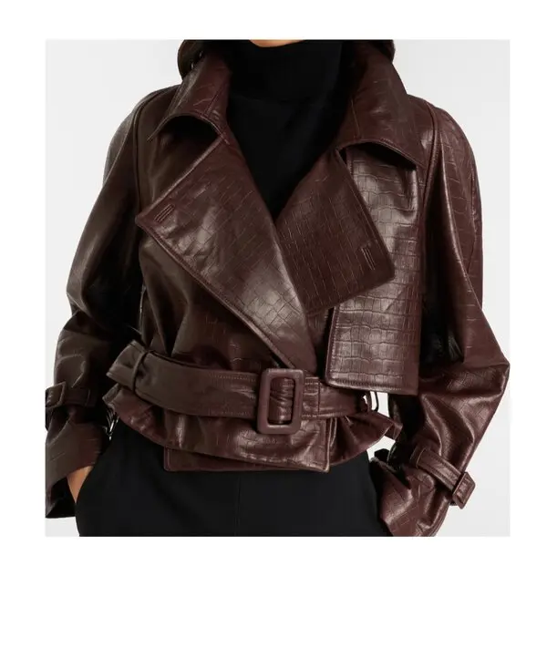 Nour Hammour Long-sleeved Leather Jacket