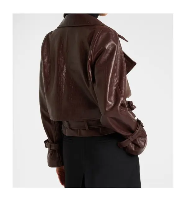 Nour Hammour Long-sleeved Leather Jacket