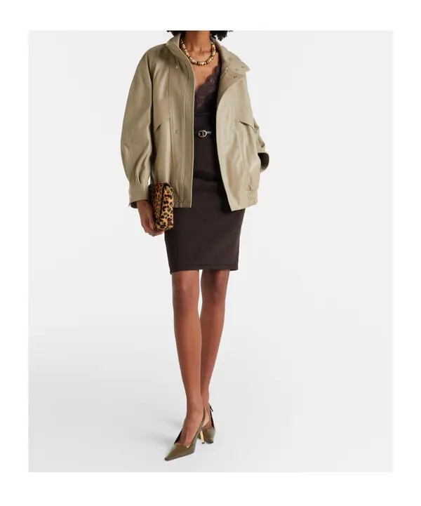Nour Hammour Long-sleeved Leather Jacket