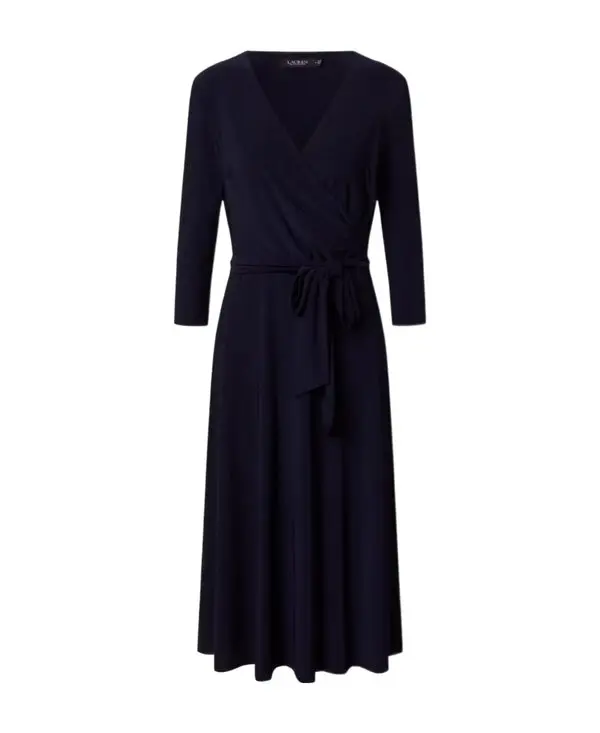 Ralph Lauren Polo V-neck Tied Waist Dress - Black