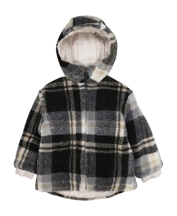 IL GUFO Hooded Plaid Jacket - Black
