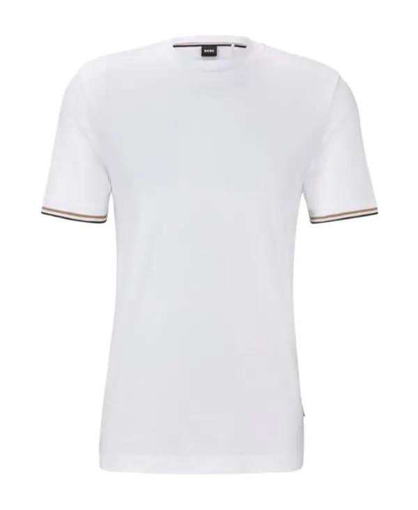 Hugo Boss Stripe-trim Crewneck T-shirt - White
