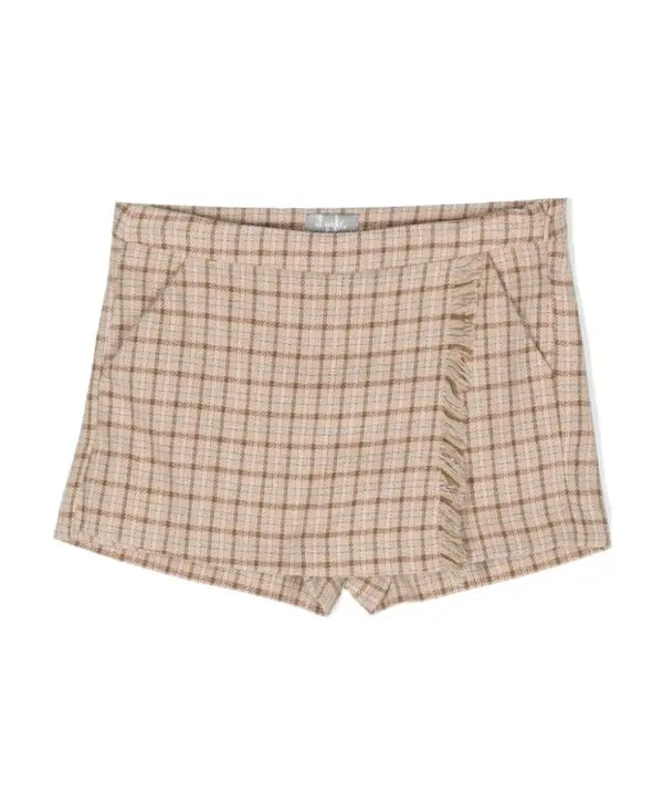 IL GUFO Checked Fringe Detail Short - Nude