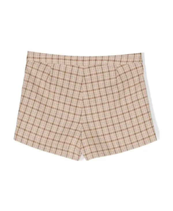 IL GUFO Checked Fringe Detail Short