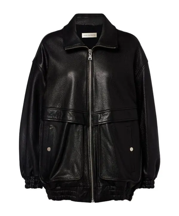 Nour Hammour Long-sleeved Leather Jacket