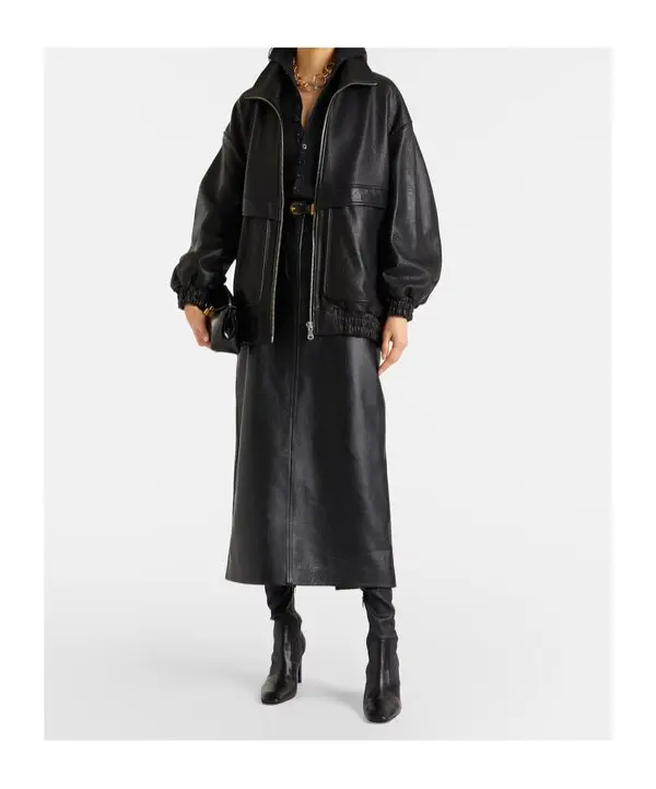 Nour Hammour Long-sleeved Leather Jacket