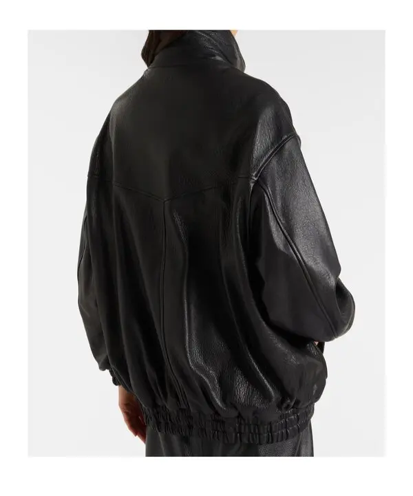Nour Hammour Long-sleeved Leather Jacket