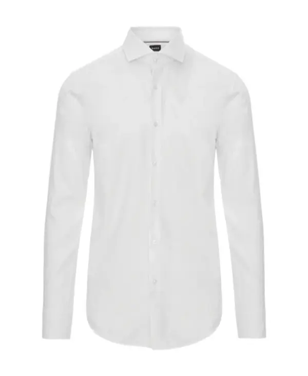 Hugo Boss Lapel Long-sleeved Shirt - White