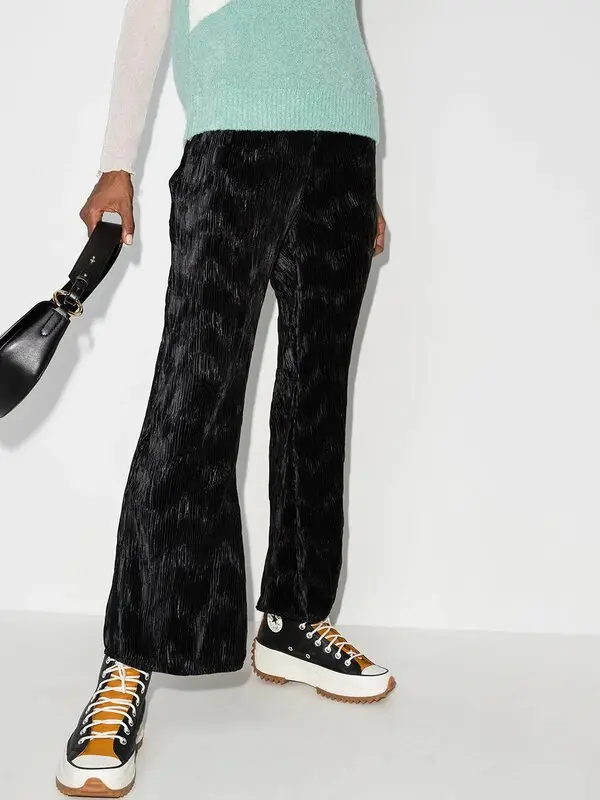 GANNI Plissé Flared Trousers