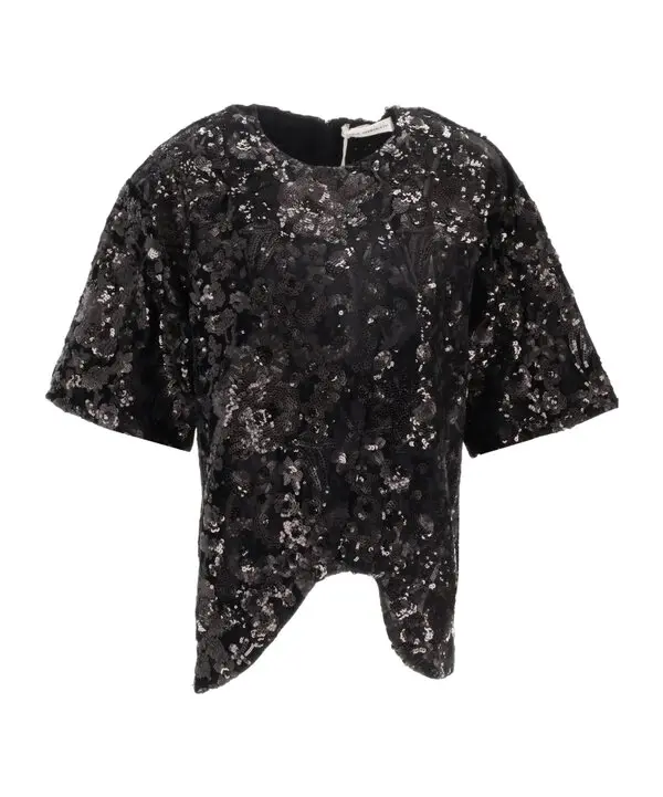 NICCOLO PASQUALETTI Short-sleeved Sequined T-shirt - Black