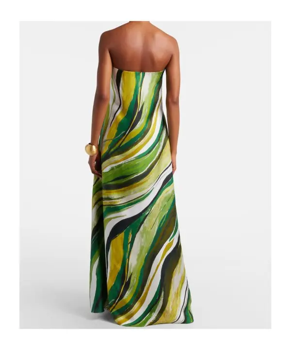 Christopher Esber Strapless Printed Silk Gown