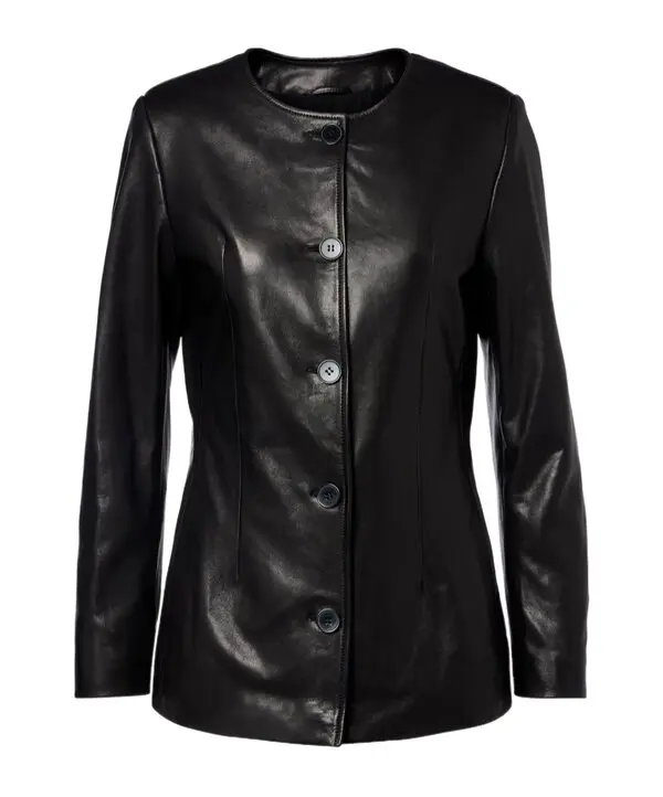 Nour Hammour Long-sleeved Leather Jacket