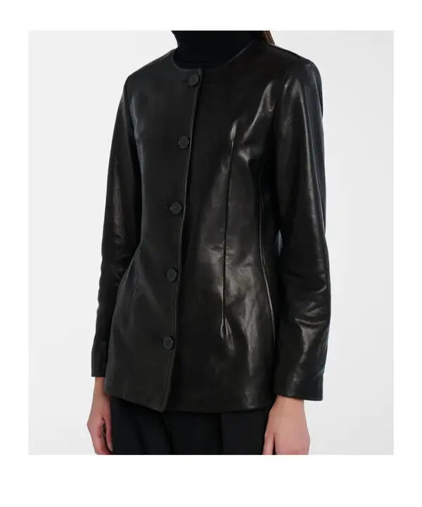 Nour Hammour Long-sleeved Leather Jacket