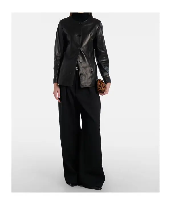 Nour Hammour Long-sleeved Leather Jacket