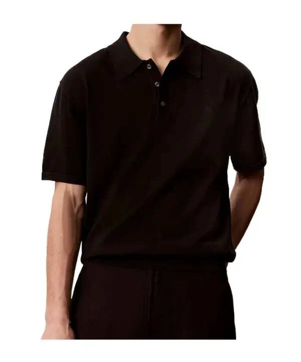 Calvin Klein Logo-embroidered Short-sleeve Polo Shirt - Black