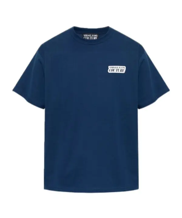 Versace Logo Printed Crewneck T-shirt - Blue