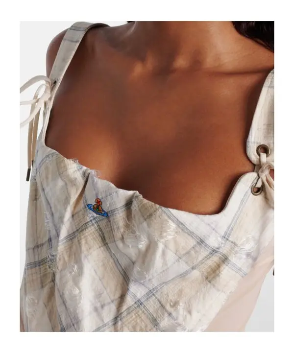VIVIENNE WESTWOOD Puppy Tartan Corset Top - White